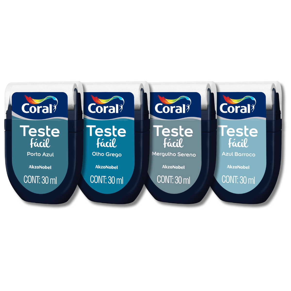 Kit com 4 Teste Fácil - Porto Azul 30ML - Tintas Coral